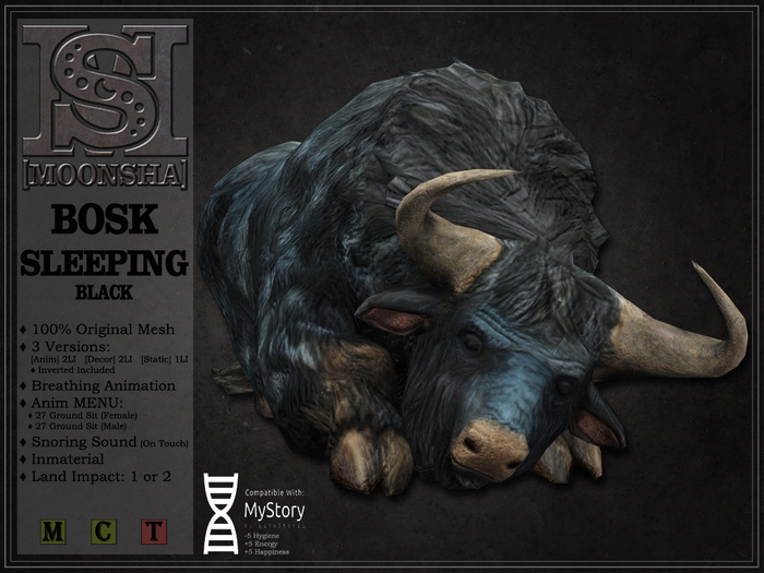 Second Life Marketplace - [MoonSha] Bosk Sleeping - Black